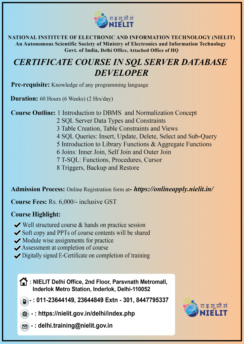 SQL Server DataBase Developer 60 HRS-06-06.png | Government of India : National Institute of ...